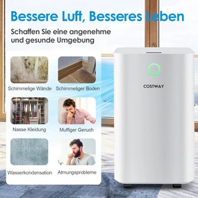 Costway 15㎡ Odvlhčovač 15 L Odvlhčovač se 3 režimy Mobilní odvlhčovač, bílý