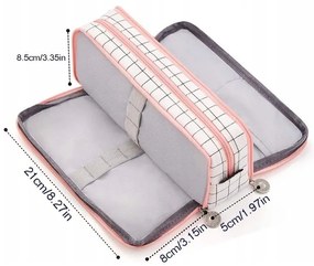 Flamenco Mystique Víceúčelový penál se třemi přihrádkami, bílo-černá kocka, 100% polyester, 22 x 8,5 x 5 cm