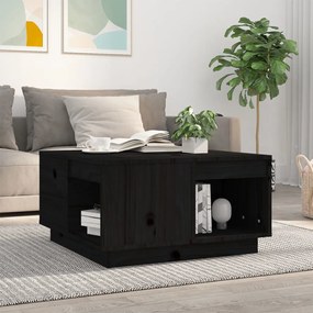 Konferenční stolek černý 60 x 61 x 32,5 cm masivní borové dřevo - Default Title