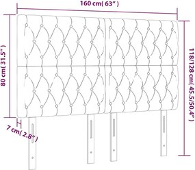 Čelo postele s LED tmavě hnědé 160x7x118/128 cm textil 3122769