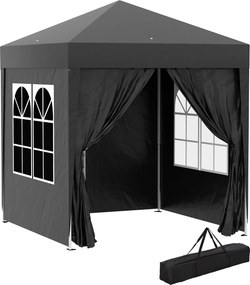 Outsunny Pavilon 2x2m Voděodolný, Skládací Pavilon s 4 Bočními Stěnami, Okna s Odtokovými Otvory, Skládací Párty Stan UV 30+, Zahradní Altán s Taškou