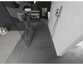 Mexen Kioto, sprchová zástěna Walk-In 120 x 200 cm, 8mm čiré sklo bílý vzor, ​​broušená ocel profil, 800-120-002-97-97