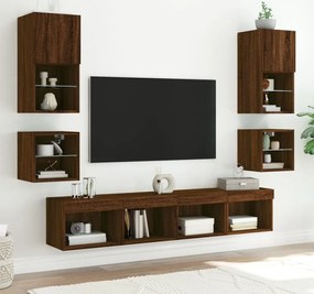 vidaXL 8dílná obývací stěna s LED osvětlením kompozitní dřevo [3216595] Barva: Bílá