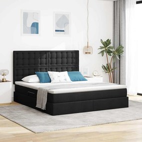 Postel s úložným prostorem a matrací Černá 180 x 200 cm textil 3371924