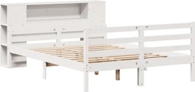 Postel s knihovnou bez matrace bílá 150x200 cm masivní borovice 3322206