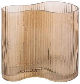 Světle hnědá skleněná váza PT LIVING Wave, výška 18 cm