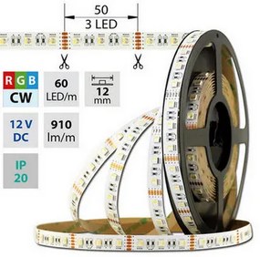 LED pásek McLED 12V RGBW CW studená bílá 12mm IP20 19,2W/m ML-123.634.60.0 (5m)
