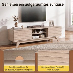Costway TV stolek pro televizory do 55 palců s posuvnými dvířky, dub