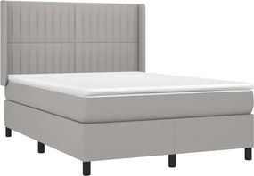 Box spring postel s matrací a LED světle šedá 140x190 cm textil 3138469