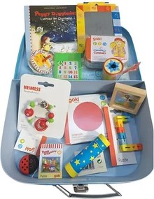 GOKI Cestovní sada her a hlavolamů Mini / Sada hraček / Kartonový kufř