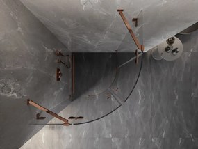 Mexen Lunar, půlkruhový výklopný sprchový kout 70 x 70 cm, 8mm čiré sklo, profil růžové zlato, 833-070L-070P-60-00