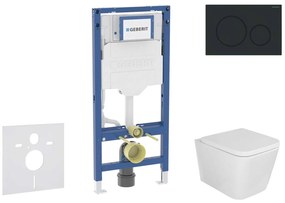 Geberit Duofix - Set předstěnové instalace, klozetu Arkas I a sedátka softclose, tlačítko Sigma20, matná černá/černá SANI11CA5124B