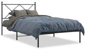 Kovový rám postele s čelem černý 100 x 200 cm
