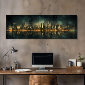 Obraz na plátně - Futuristické město - Kód civilizace FeelHappy.cz Velikost obrazu: 210 x 70 cm