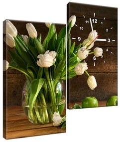 Tištěný obraz s hodinami Okouzlující bílé tulipány 30x30cm ZP1257A_1AI