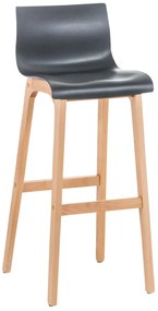 Barová židle Hoover ~ plast, dřevené nohy natur - Šedá