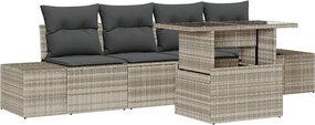 Set pohovek 5 ks Světle šedá polyratan 3349088