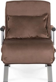 Rozkládací křeslo Halsin Velvet, hnědá