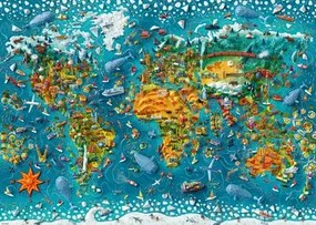 HEYE Puzzle Map Art: Miniaturní svět / 2000 dílků / 97 × 69 cm