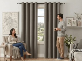 Závěs OXFORD 140x270 cm, šedohnědý Zavěšení: Řasící páska