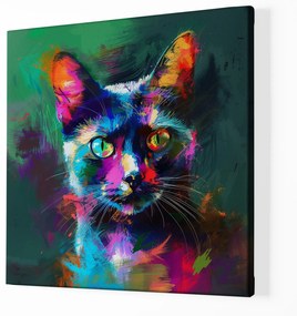 Obraz na plátně - Kočka s divokým pohledem FeelHappy.cz Velikost obrazu: 80 x 80 cm