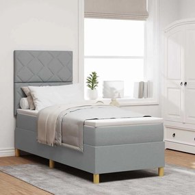 Postel s boxspringem s čelo Světle šedá 80 x 200 cm textil 3339651