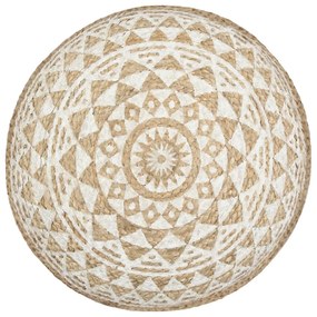 Ručně vyrobený sedací puf bílý 45 x 30 cm juta 248085
