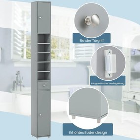 Costway Slim koupelnová skříňka se 2 dveřmi, 1 zásuvkou a 5 nastavitelnými