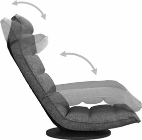 Otočná lenoška na podlahu světle šedá textil 336574