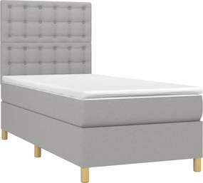 Box spring postel s matrací světle šedá 90x190 cm textil 3142617