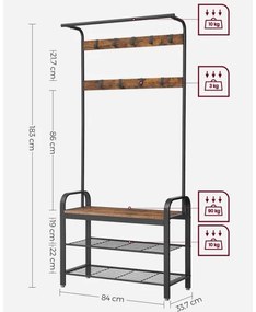 Stojanový věšák NAVOR hnědá/černá