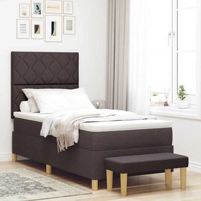 Postel s boxspringem s čelo Tmavě hnědá 200 x 100 cm textil 3344355
