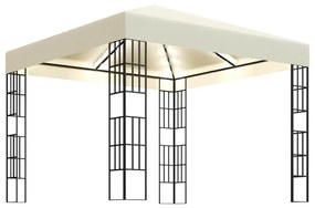 vidaXL Marketos Altán se světelnými LED řetězy 3 x 3 m krémový