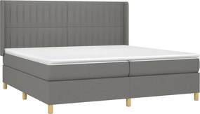 Box spring postel s matrací a LED tmavě šedá 200x200 cm textil 3139062