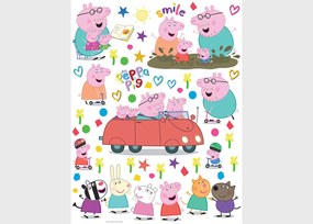 Dětská samolepka na zeď Prasátko Peppa Rodinná Jízda | 65 x 85 cm | DDK2359