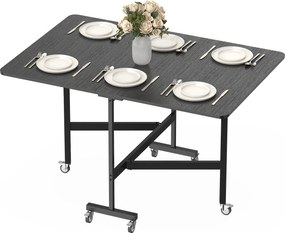 HOMCOM skládací jídelní stůl pro 4–6 osob s kolečky a sklápěcími deskami, černý, 120×80×73 cm | Aosom