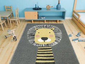 Dětský koberec Lima E181A světle šedý/žlutý, lev