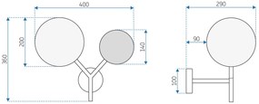 Toolight - nástěnná skleněná lampa E27 60W APP1012-2W, zlatá, OSW-09481