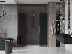 Mexen Velar Duo, posuvné sprchové dveře do otvoru 180 cm, 8mm šedé sklo, růžové zlato, 871-180-000-42-60