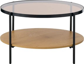 Kulatý konferenční stolek se skleněnou deskou v přírodní barvě ø 84 cm Hassel – Unique Furniture