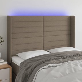 Čelo postele s LED taupe 147 x 16 x 118/128 cm textil