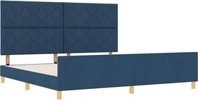 Rám postele s čelo Modrá 200 x 200 cm textil 3344836
