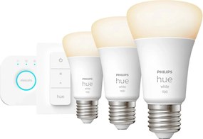 Philips Hue Startovací sada: 3x žárovka E27 W + Hue Bridge + Dimmer Switch