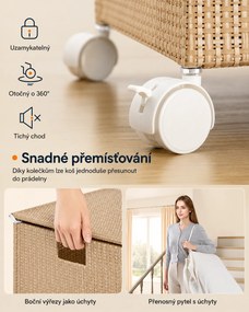 Koš na prádlo na kolečkách 100 l, béžovo-bílý LCB601N01