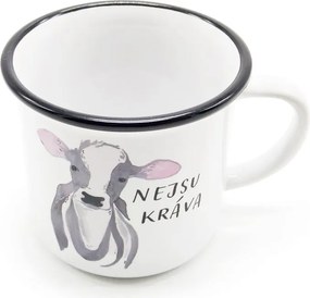Keramický hrnek Nejsu kráva, 250 ml – s humorným motivem krávy, autorský design, ve stylu plecháčku