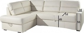 Casarredo - Komfort nábytek Rohová sedací souprava EDGAR rozkládací, s úložným prostorem, kůže | potah: kůže Magnolia,Vyberte si provedení rohu:: roh na levé straně