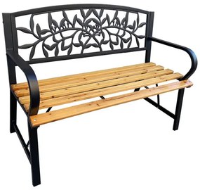 Zahradní lavička Reo, černá/přírodní dřevo