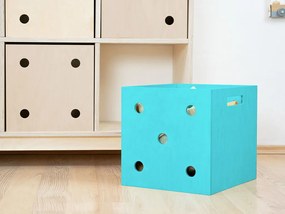 Benlemi Dřevěný úložný box DICE s čísly ve stylu hrací kostky Zvolte barvu: Tmavě šedá, Zvolte variantu: Trojka