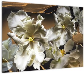 Obraz - Květy orchidejí na mramorovém pozadí (70x50 cm)