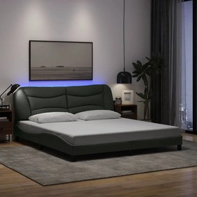 Rám postele s LED bez matrace Hvar Tmavě šedá 180x200 cm Látka 3213719